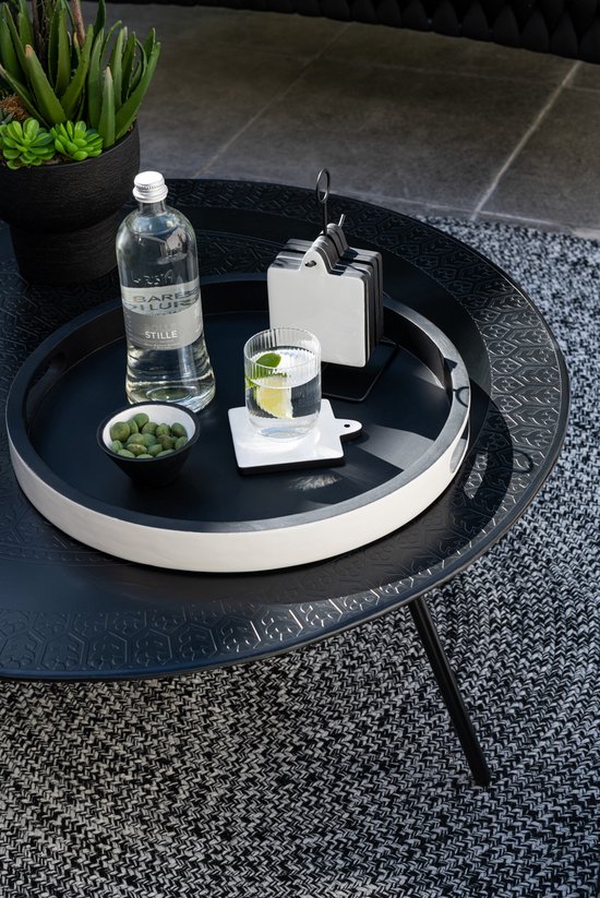 J-Line onderzetter Vierkant Vik - hout - zwart/wit | bol