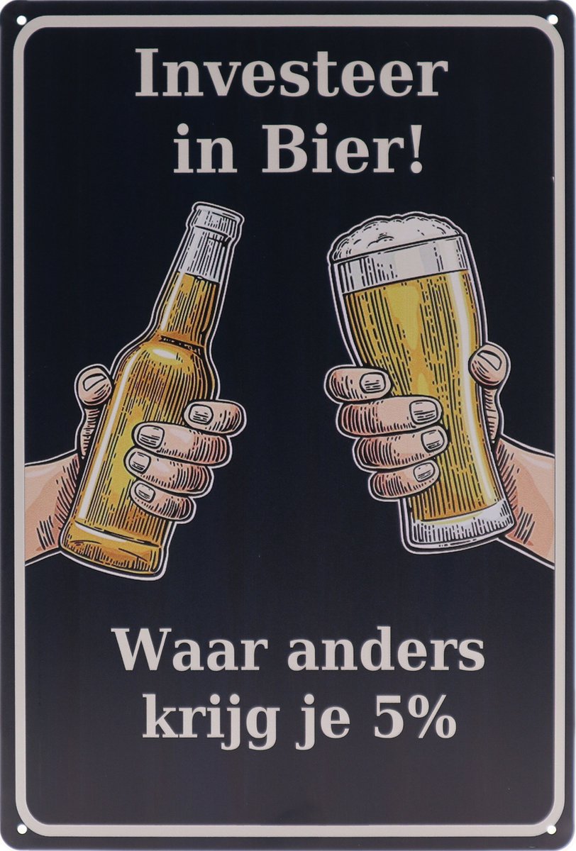 Wandbord – Investeer in bier - Retro - Wanddecoratie – Reclame bord ...