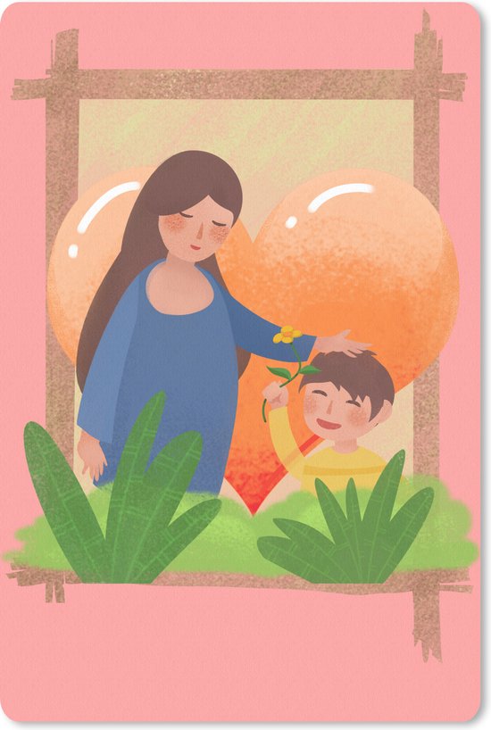 Moederdag tekening moeder en kind met hart | bol.com