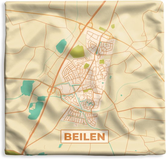 Kussenhoes 50x50 cm - Plattegrond - Beilen - Vintage - Katoen ...