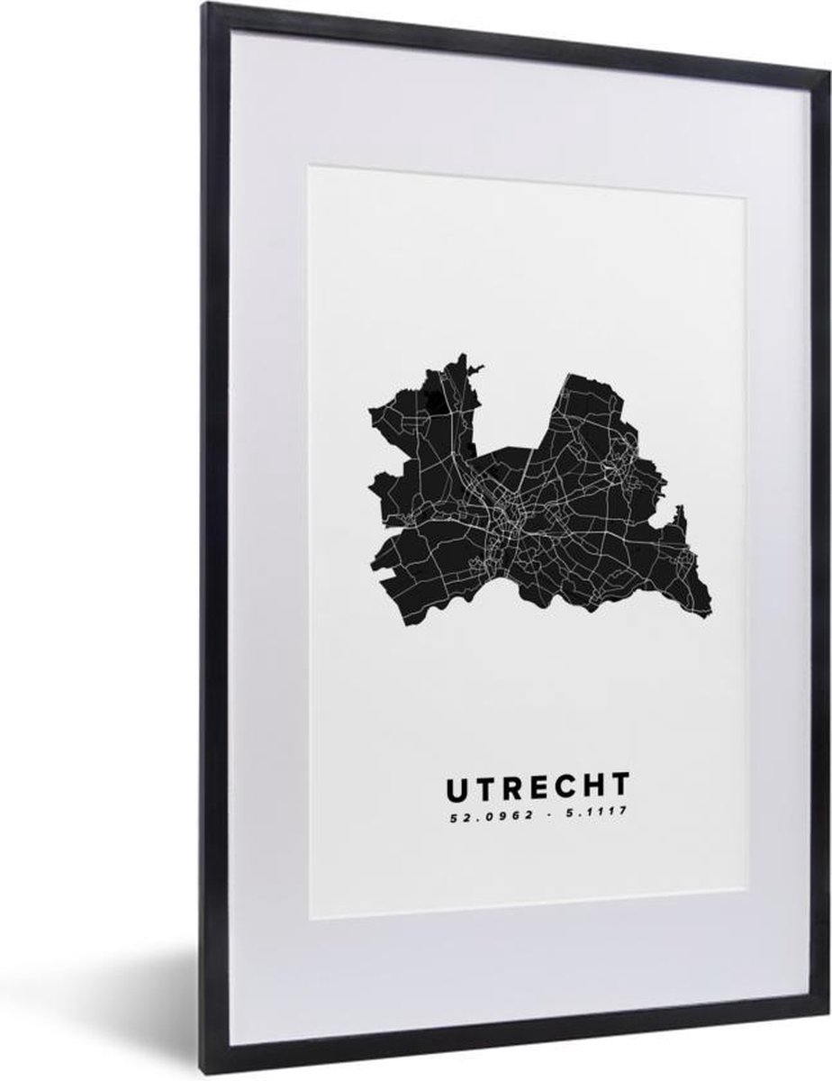 Fotolijst incl. Poster - Utrecht - Nederland - Plattegrond - 40x60 cm ...
