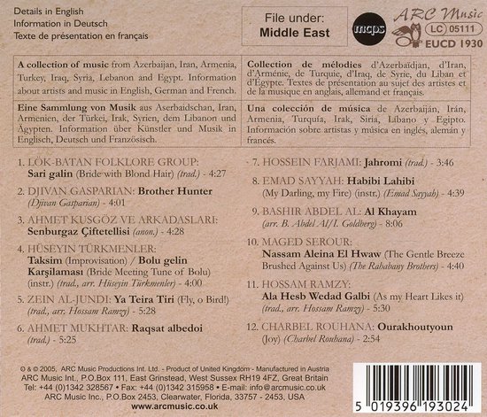 Various Artists - Music Of The Middle East (CD), various artists ...