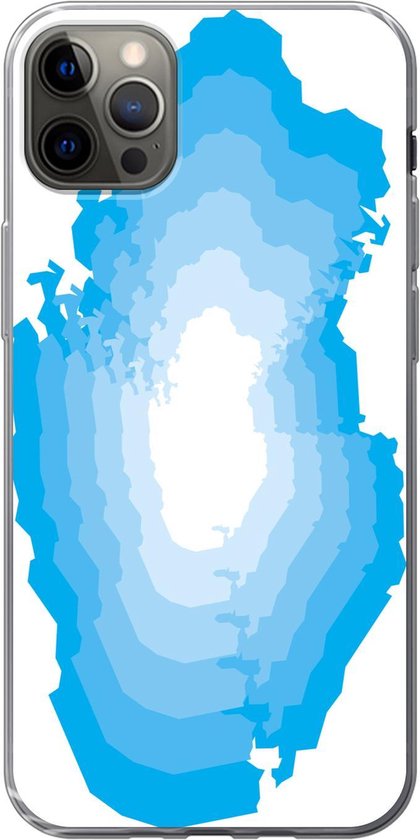 iPhone 13 Pro Max hoesje - tekening van een blauwwitte kaart van Qatar - Siliconen... | bol