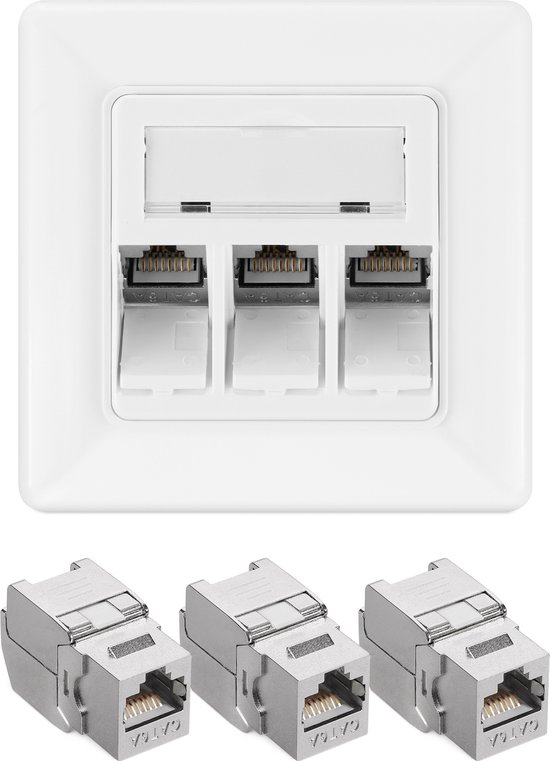 kwmobile 3 keystone adapters voor CAT6A kabels - Inclusief 3-poort ...