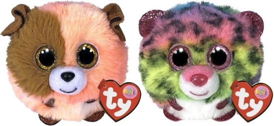 Ty - Knuffel - Teeny Puffies - Mandarin Dog & Dotty Leopard | bol
