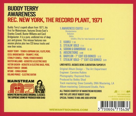 Buddy Terry - Awareness (CD) (Remastered), Buddy Terry | Muziek | bol