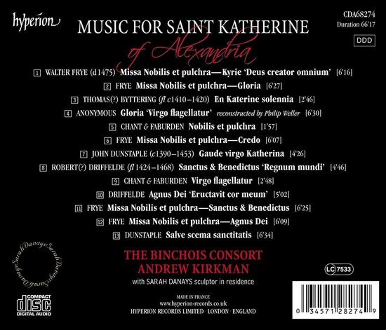 The Binchois Consort Andrew Kirkman - Music For Saint Katherine Of ...