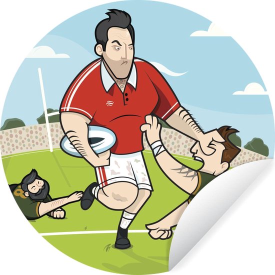 Illustration d'un homme en action pendant le rugby Sticker mural cercle ...