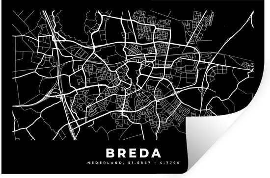 Muurstickers - Sticker Folie - Breda - Kaart - Zwart - 60x40 cm ...