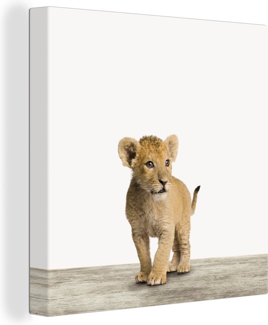 Canvas schilderij dieren - Kinderkamer decoratie - Leeuw - Welp - Jonge ...