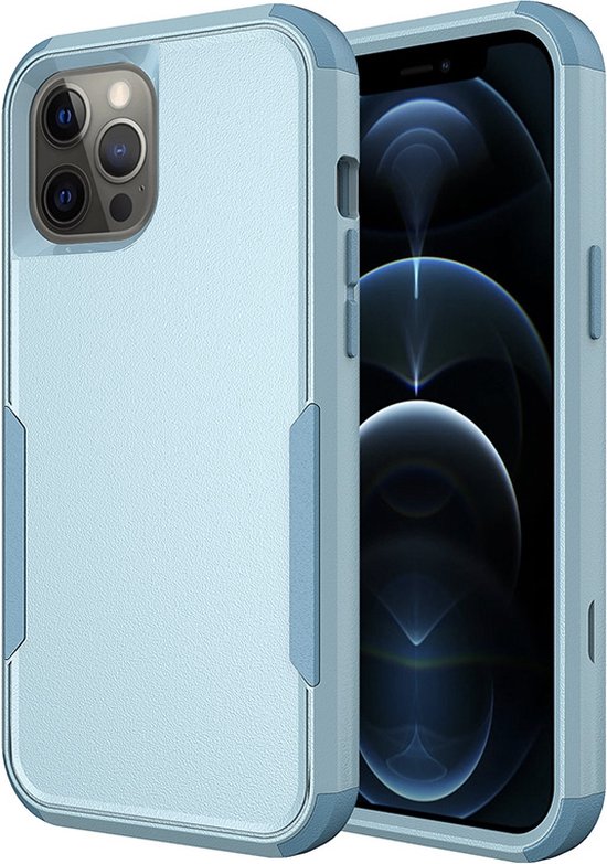 Mobiq - Coque d'armure superposée iPhone 13 | Turquoise | bol.com