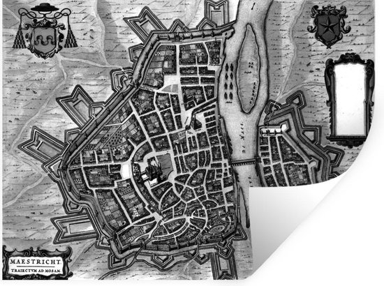 Muurstickers - Sticker Folie - Historische stadskaart van het Limburgse ...