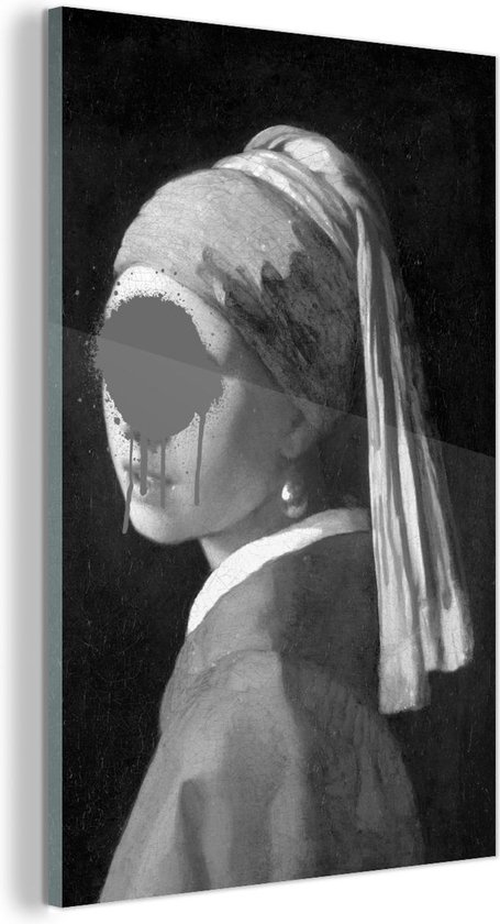 Glasschilderij - Meisje met de parel van oude meester Johannes Vermeer ...