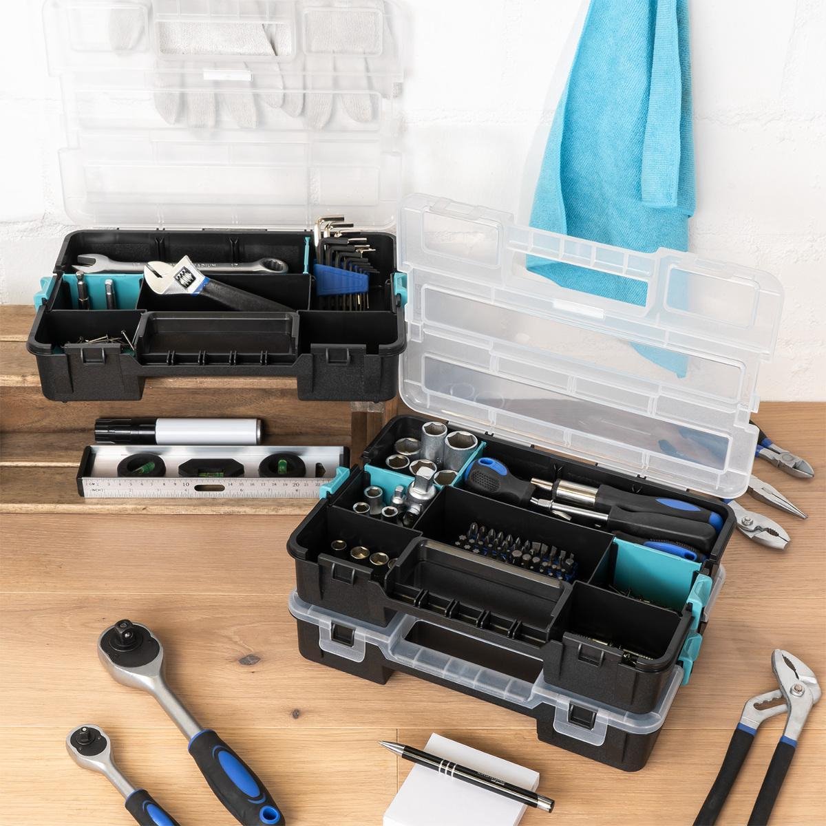 Navaris organizer - Stapelbare opbergdoos - Set van 3 - Met verdelers ...