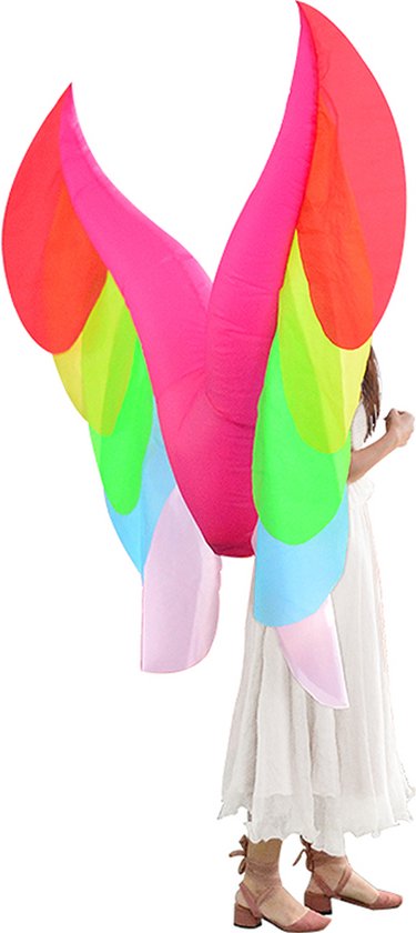 KIMU® Opblaas Kostuum Vleugels Regenboog - Opblaasbaar pak ...