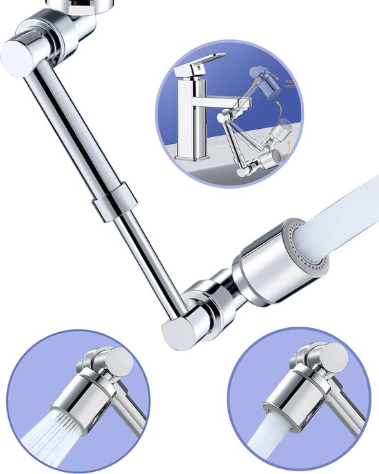 Draaibare waterkraan, 1440 graden draaibaar, multifunctionele perlator ...