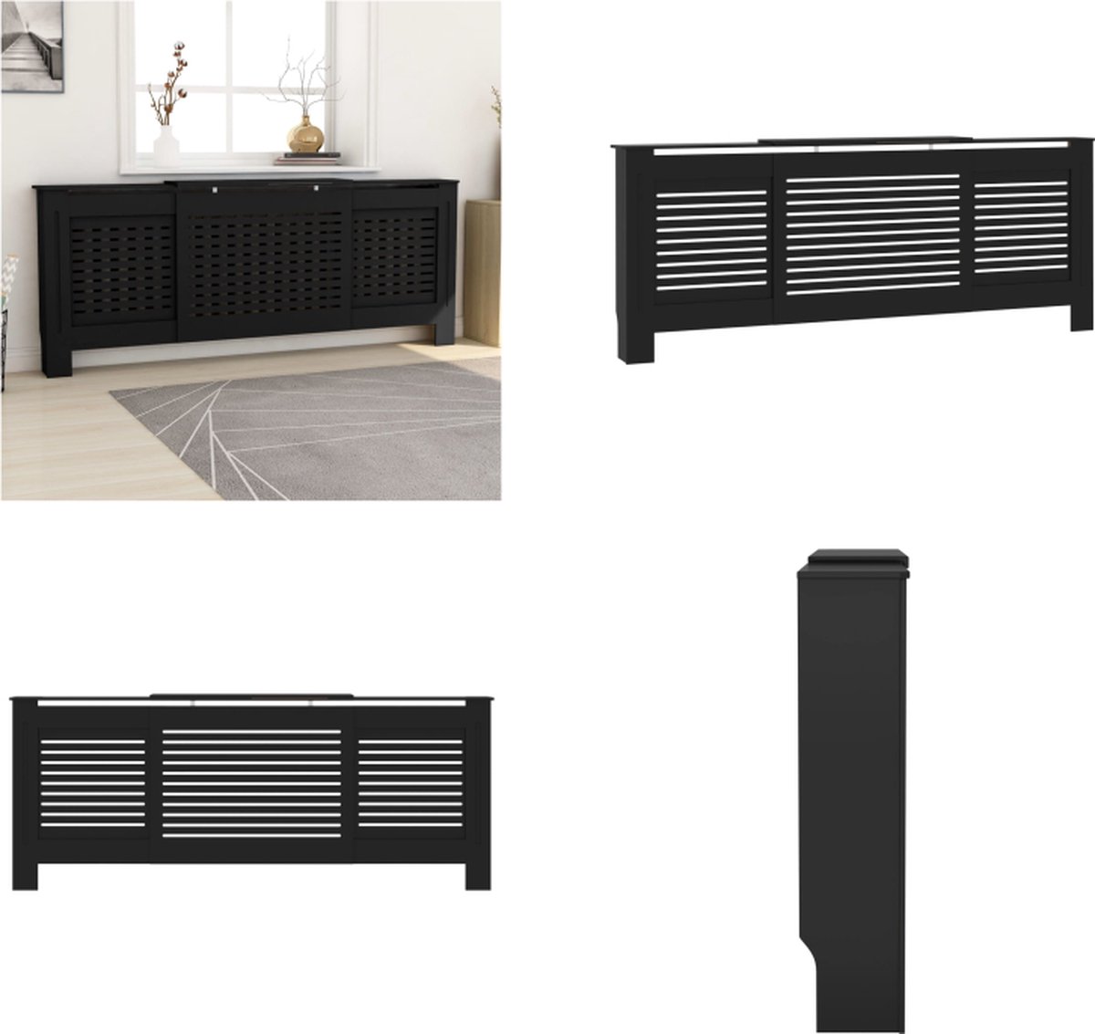 vidaXL Radiatorombouw 205 cm MDF zwart - Radiatorombouw ...