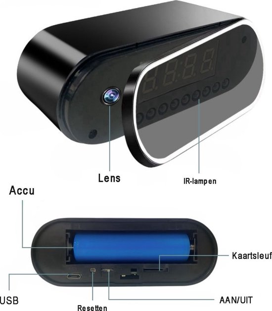 Bolture Mini Spycam Klok - Verborgen Spionage Camera - Spy Cam met Wifi ...