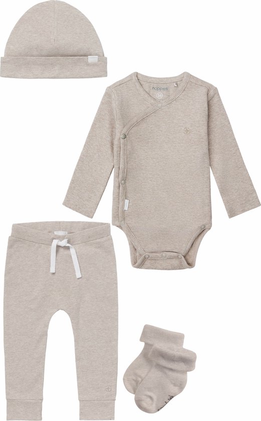 Noppies - kledingset - 4delig - Overslagromper Nino Taupe - Broek ...