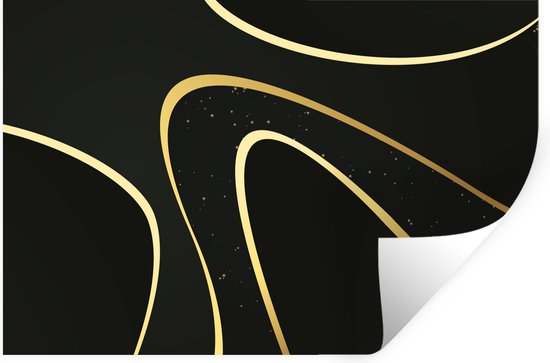 Muurstickers - Sticker Folie - Gouden golven op een zwarte achtergrond ...