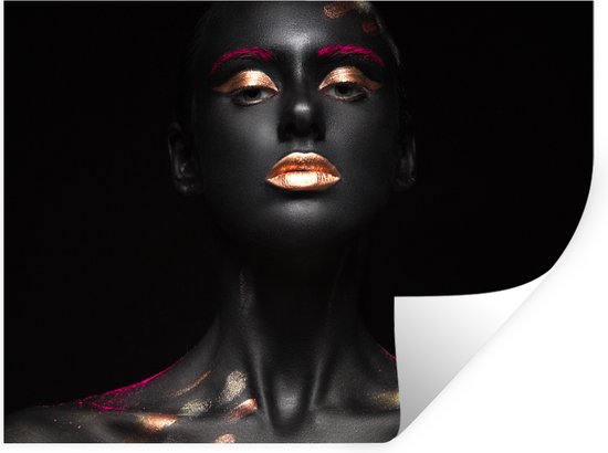 Muurstickers - Sticker Folie - Vrouw - Roze - Koper - Zwart - 40x30 cm ...