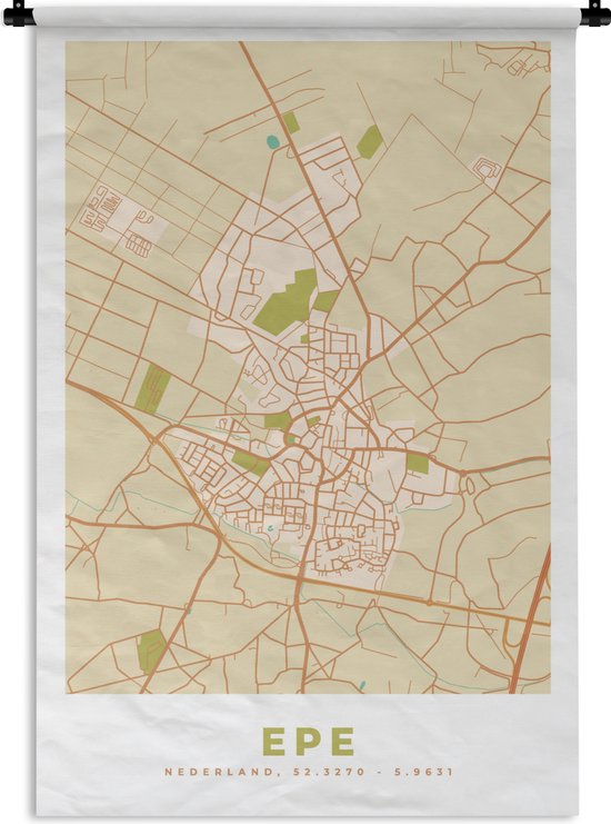 Wandkleed - Wanddoek - Epe - Plattegrond - Stadskaart - Kaart - 90x135 ...