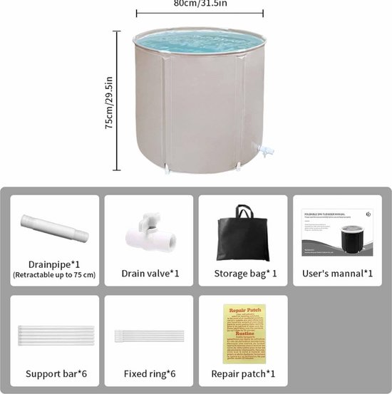 IJsbad 80 cm XL - Met Isolerende Afdekhoes - Opvouwbaar En Inklapbaar ...