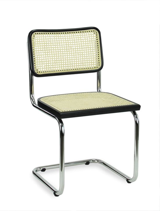 Workliving Bas Eetkamerstoel - Rotan Design Zwart / Chroom | bol