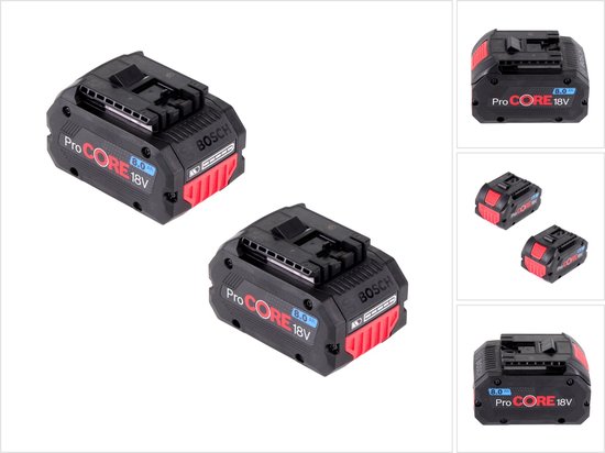 Bosch set 2x ProCORE 18 V 8,0 Ah Professionele Li-Ion accu ( 1600A016GK ...