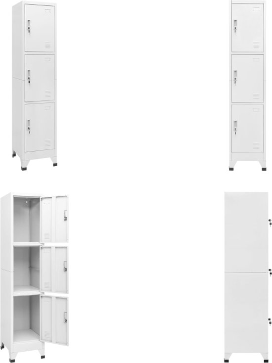 vidaXL Lockerkast met 3 vakken 38x45x180 cm - Lockerkast - Lockerkasten ...