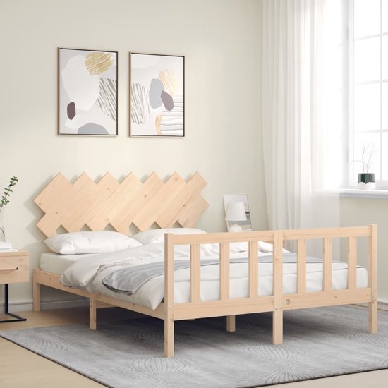 vidaXL Bedframe met hoofdbord massief hout 5 FT King Size - Bedframe ...