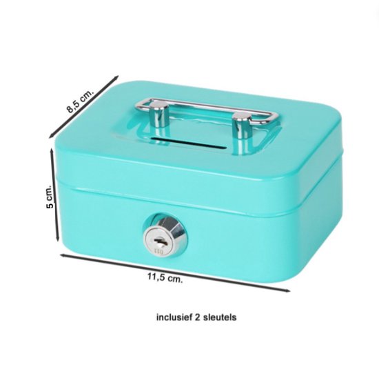 Geldkist Money Box Met Sleutel L11 X B8 X H5 Cm Groen Bol