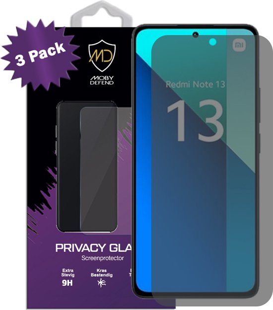 3-Pack MobyDefend Xiaomi Redmi Note 13 4G Screenprotectors - HD Privacy ...
