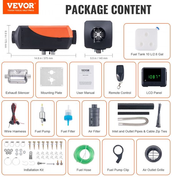 Lucht Diesel Verwarmer Standkachel 12V 5kW Luchtverwarmer lucht diesel ...