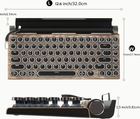 Toetsenbord - Mechanische typemachine, compact toetsenbord met 80% ...
