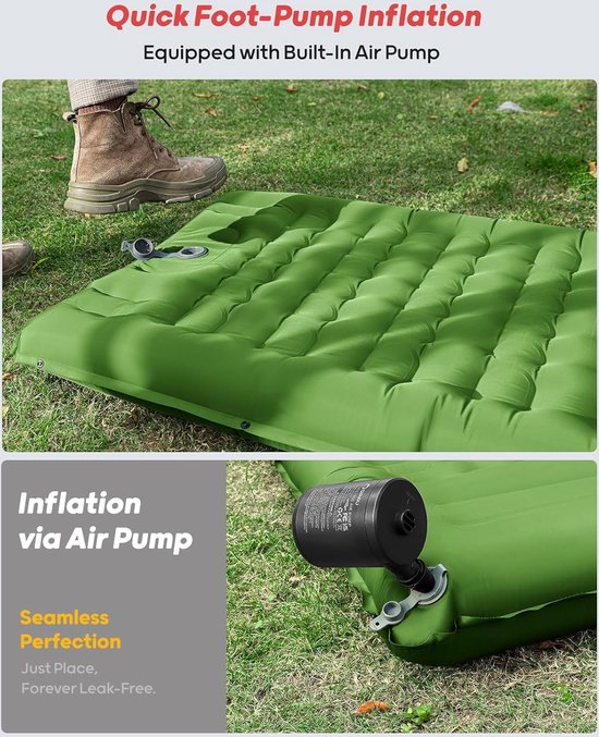 Camping isomat, zelfopblazend met voetpomp, 12 cm ultra-dik, verbeterde ...