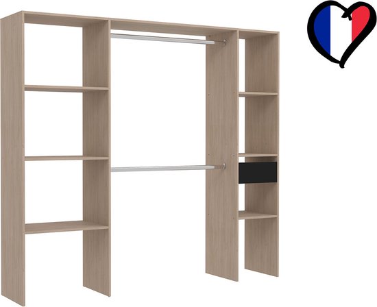 Concept-U - Houten kleedkamer met 6 planken, 1 lade en 2 kasten: 198 x ...