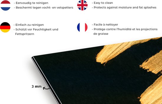 Spatscherm keuken 120x80 cm - Kookplaat achterwand Goud - Verf ...