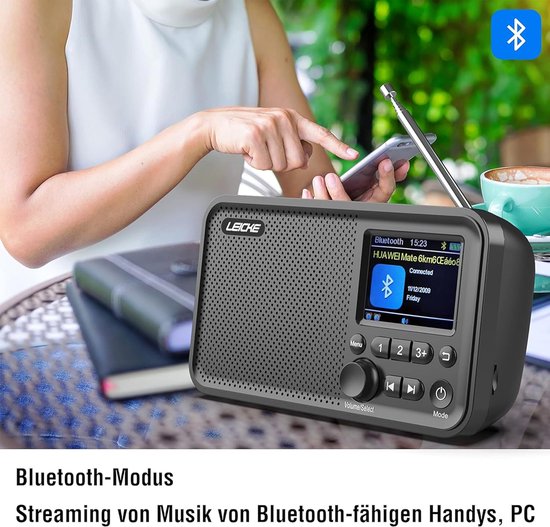 Radio DAB portable LEICKE avec radio Bluetooth 5.0 DAB DAB et FM, écran couleur 2,4,... | bol