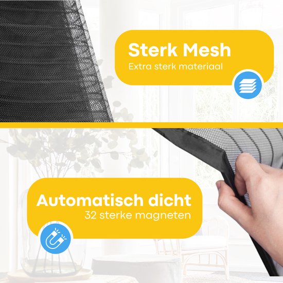 FLOOQ Premium Magnetisch Vliegengordijn 100x210cm - Deurhor ...