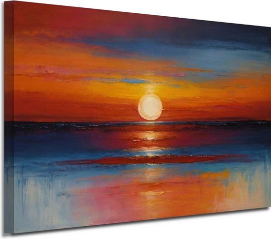 Zonsondergang schilderijen - Natuur schilderij - Schilderijen canvas Zee -... | bol