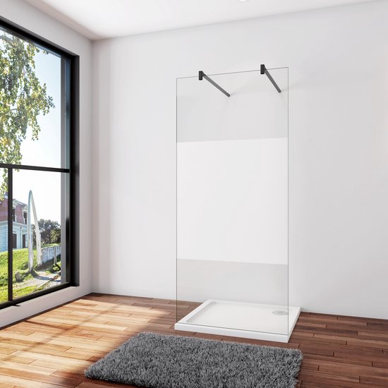 Inloopdouche 117,7x200cm,10mm NANO EasyClean veiligheidsglas matglas ...