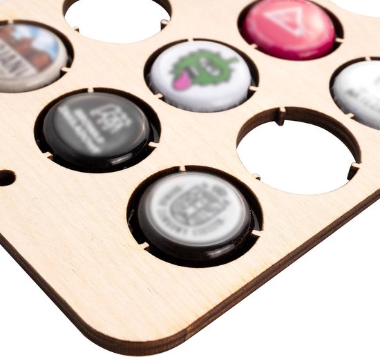 Creative Deco Multiplex Bierflesdop | 25 Flesdoppen Collectie Houder ...